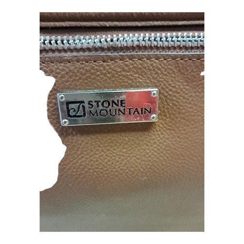 Stone Mountain Leather Handbag Purse Brown & Beige Double Hand Straps 2 ...