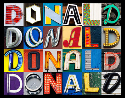 DONALD Name Poster featuring photos of actual sign letters | eBay