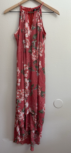 Mlle Gabrielle Womens PS Midi Maxi Halter Dress Red Floral Gold ...