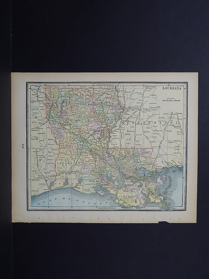 Antique Map, 1897, United States, M5#39 Mississippi and Louisiana | eBay