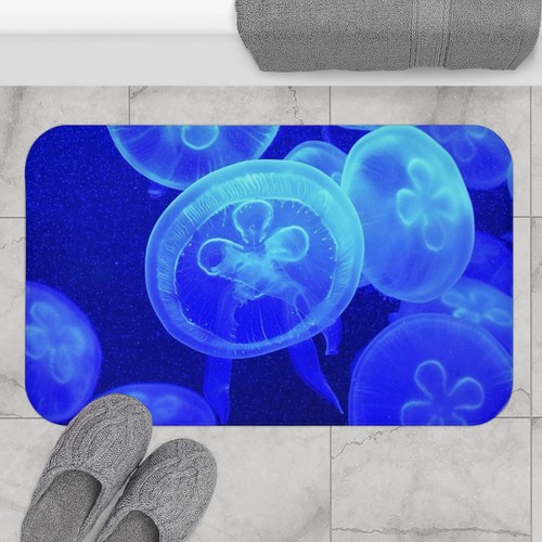 Underwater Jellyfish Bath Mat - Ocean Theme, Bathroom Decor, Beach ...