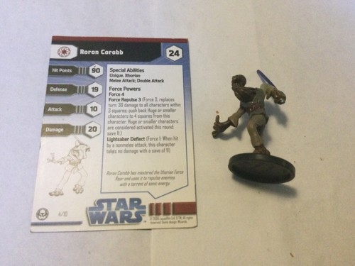 Roron Corobb (Jedi) Star Wars Miniatures With Stat Card Wotc Disney | eBay