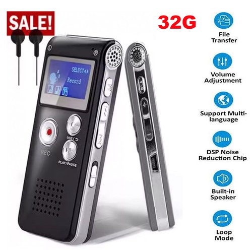 Digital Voice Recorder Dictaphone Audio Sound Recorder Mini Small Spy ...