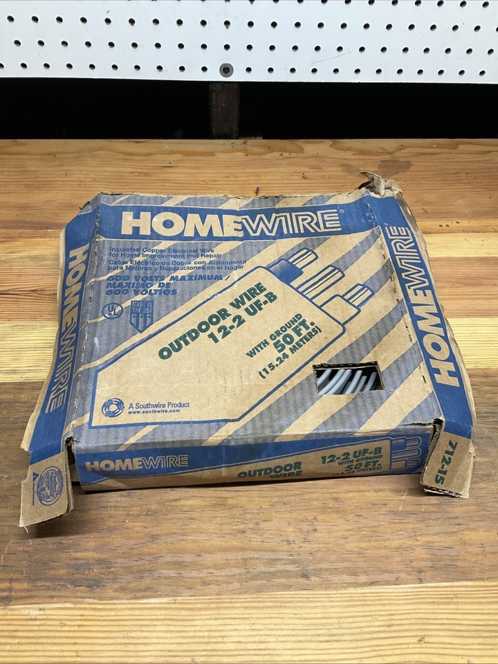 Southwire 12-2 Outdoor Wire UF-B 50ft Electrical Wire - Gray With ...