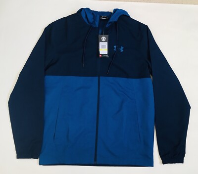 New Under Armour Men Sport Jacket M Navy/royal Blue Lightweight Full ...