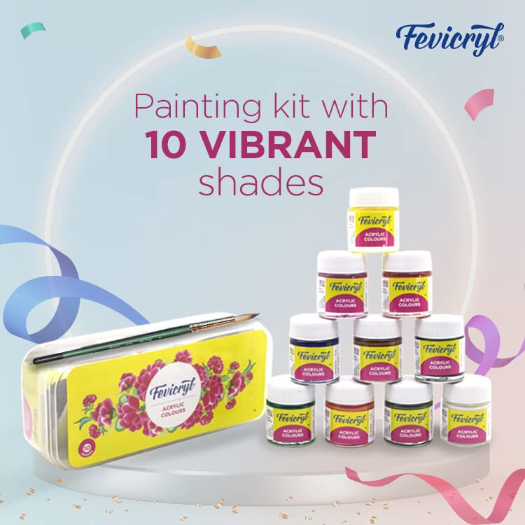 Pidilite Fevicryl Acrylic 10 - Colours DIY Paint Rich Pigment, Non ...