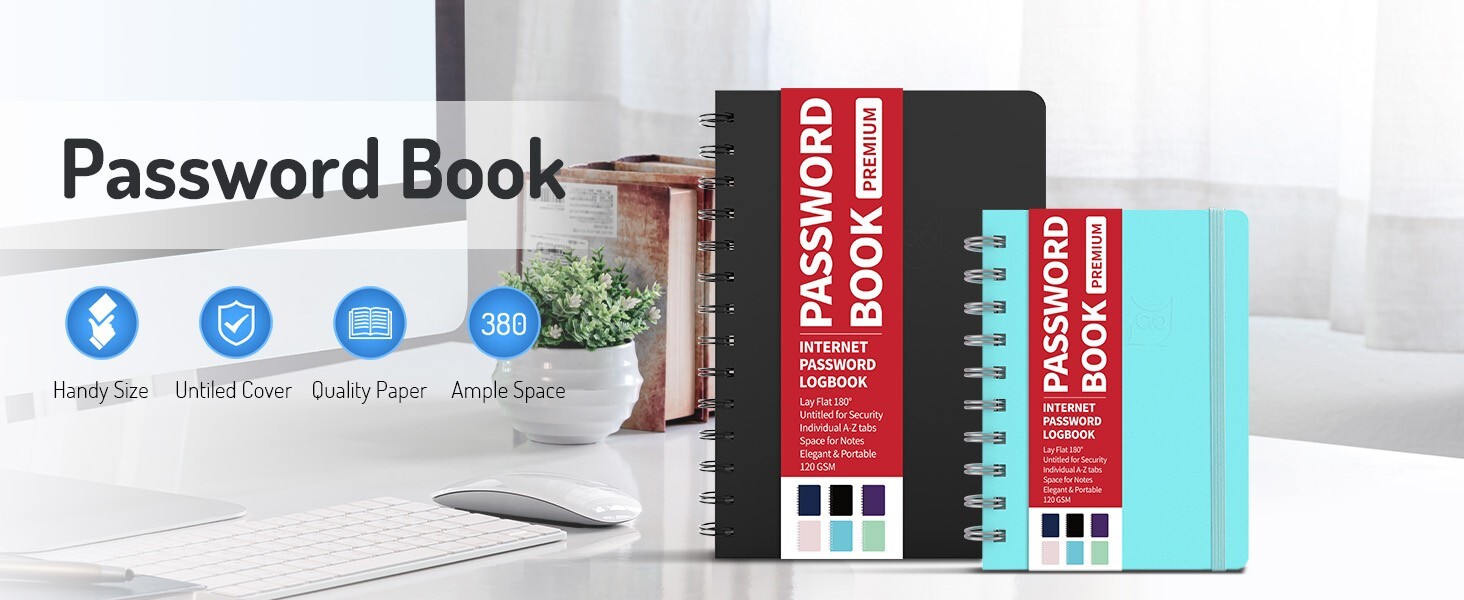 Password Book with Individual Alphabetical Tabs, 4"X5.5" Small Password ...