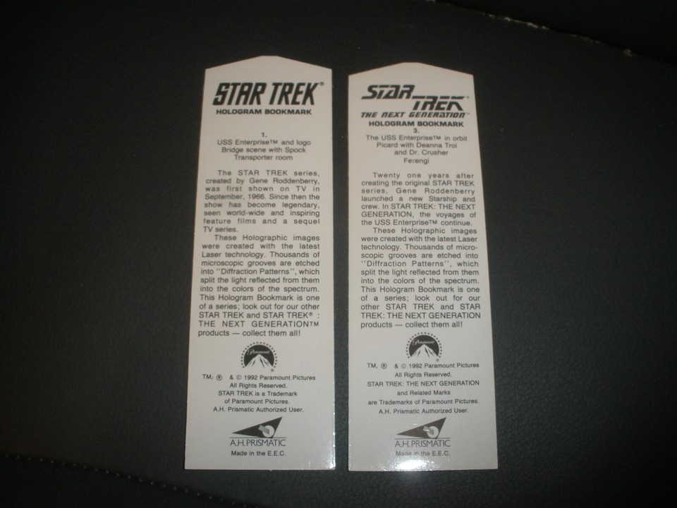 Set of 2 Star Trek Hologram Bookmark Bookmarks EUC Prismatic (R3) | eBay