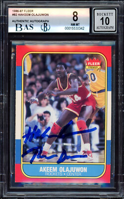 Hakeem Olajuwon Autographed 1986-87 Fleer RC BGS 8 Gem 10 Auto The ...