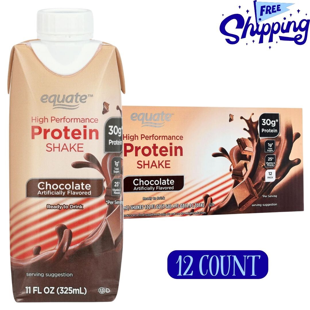 Equate High Performance Protein Shake, Chocolate, 11 fl oz, 12 Ct | eBay