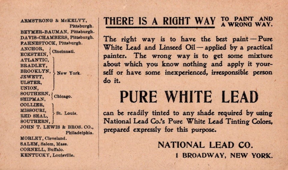 trade card, NATIONAL LEAD COMPANY, nEW yORK, s6d-tc-1549 | eBay
