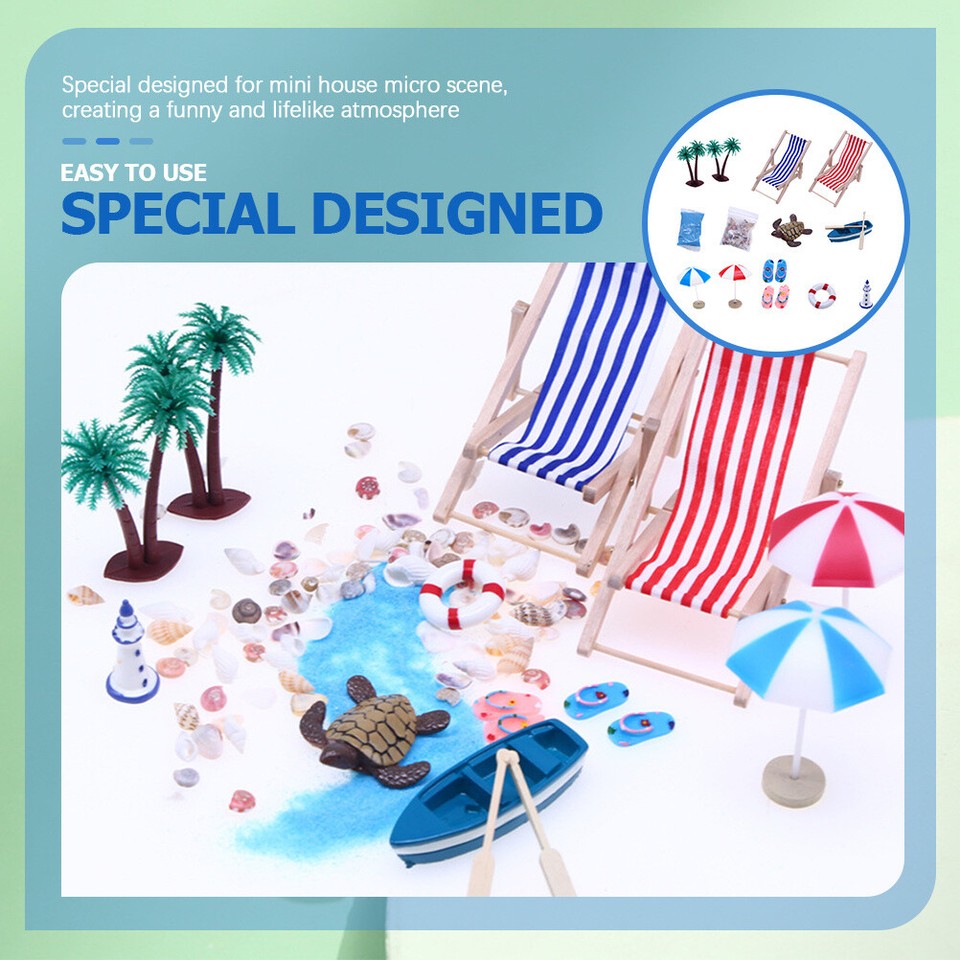1 Set Micro Summer Beach Scene Props Mini House Micro Landscape ...
