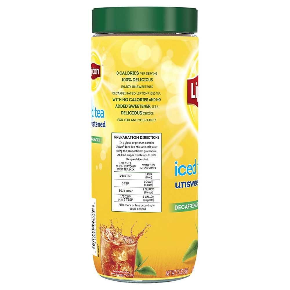 Lipton Iced Tea Mix Decaffeinated Unsweetened 30 Qt Halal Lipton Tea
