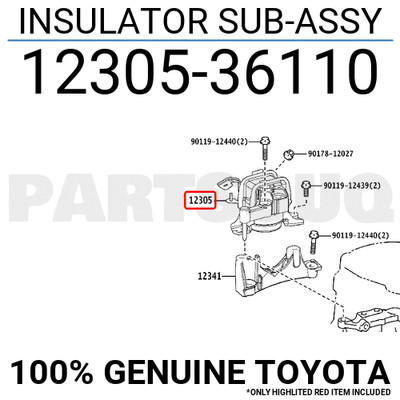 1230536110 Genuine Toyota INSULATOR SUB-ASSY 12305-36110 | eBay