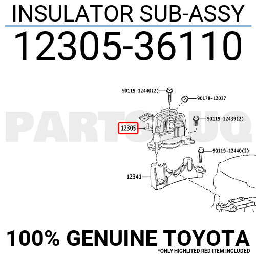 1230536110 Genuine Toyota INSULATOR SUB-ASSY 12305-36110 | eBay