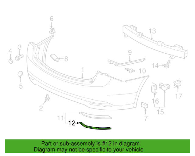 Honda 33508-TZ3-A01 Right Rear Bumper Chrome Strip for 15-20 Acura TLX ...