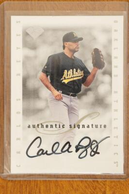 1996 Carlos Reyes Athletics Leaf Signature Series Baseball Card ...