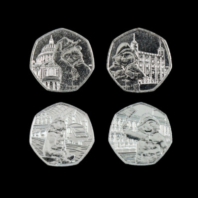 2018 & 2019 New Uncirculated Paddington Bear Full Set Four 50p Fifty ...