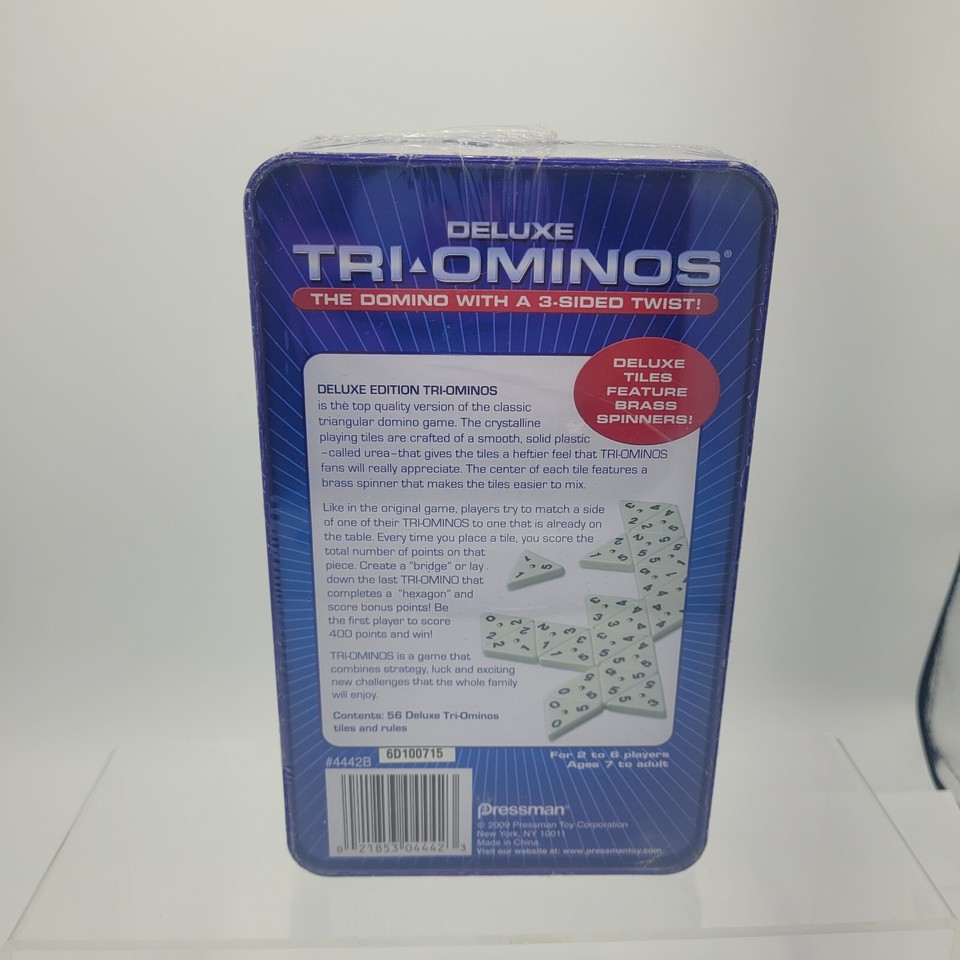 Pressman Deluxe Tri-Ominos 2009 The Domino w/ 3 Sided Twist New Tin Box ...