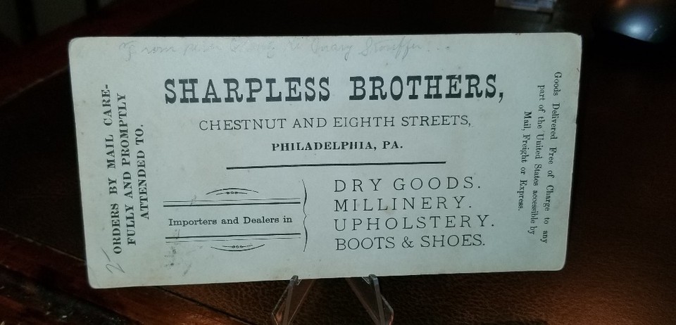 Vintage 1880s Trade Card Sharpless Bros. Philadelphia Pa Dry Goods ...