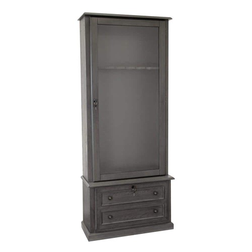 Glass Door Display Series 12-Gun Key Lock Gun Cabinet in Mountain Gray ...