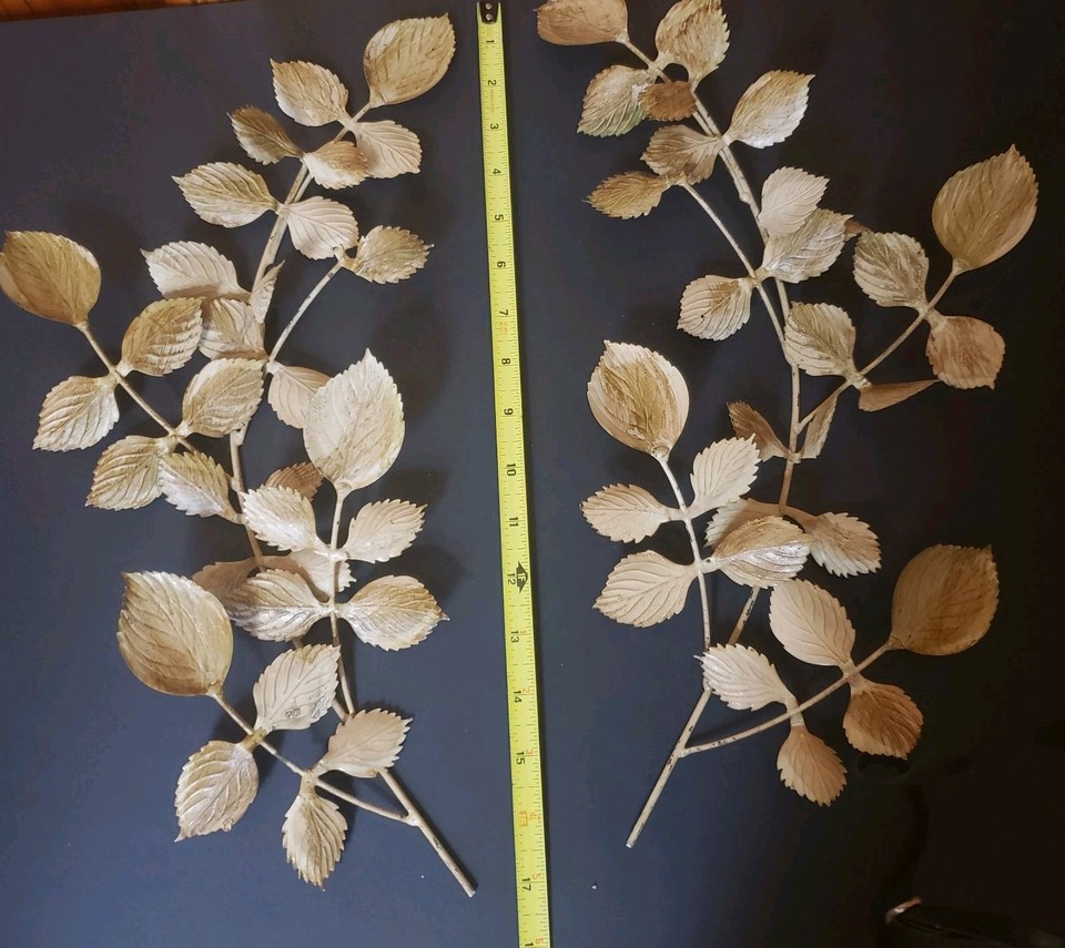 Pair Home Interiors? Metal Leaf Swags Wall Decor/Sculptures Painted | eBay