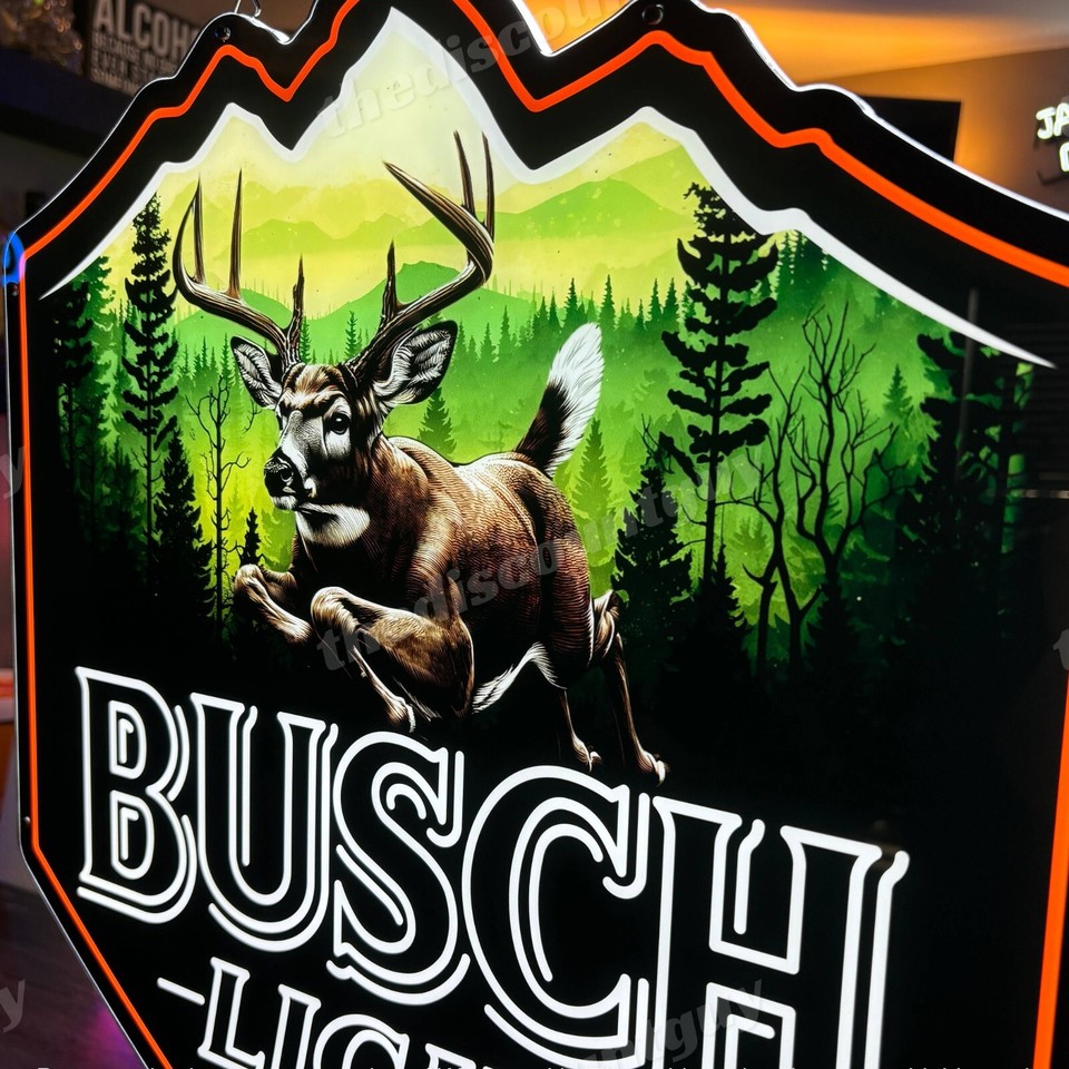 Deer Hunting Busch LED Light Sign Let'er Buck Neon Whitetail Bar Hunter ...