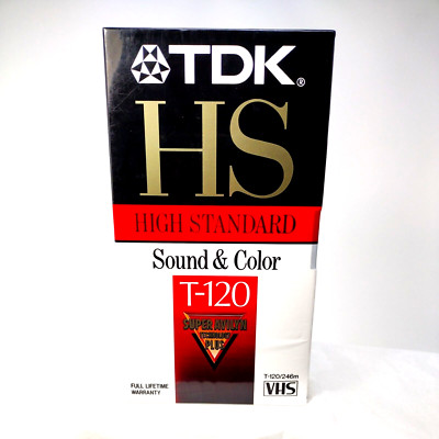 TDK HS High Standard Sound & Color VHS T-120 Video Cassette Tape Sealed ...