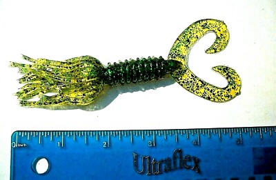10ct MEAN GREEN 5" Twin Tail HULA GRUBS Bass Jigs Lures Trailers ...