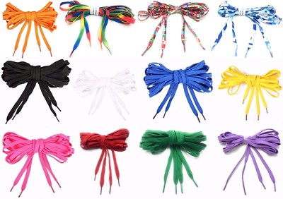 SHOE LACES Multi Color Extra Flat Wide Long 130 Inch String For Punk ...