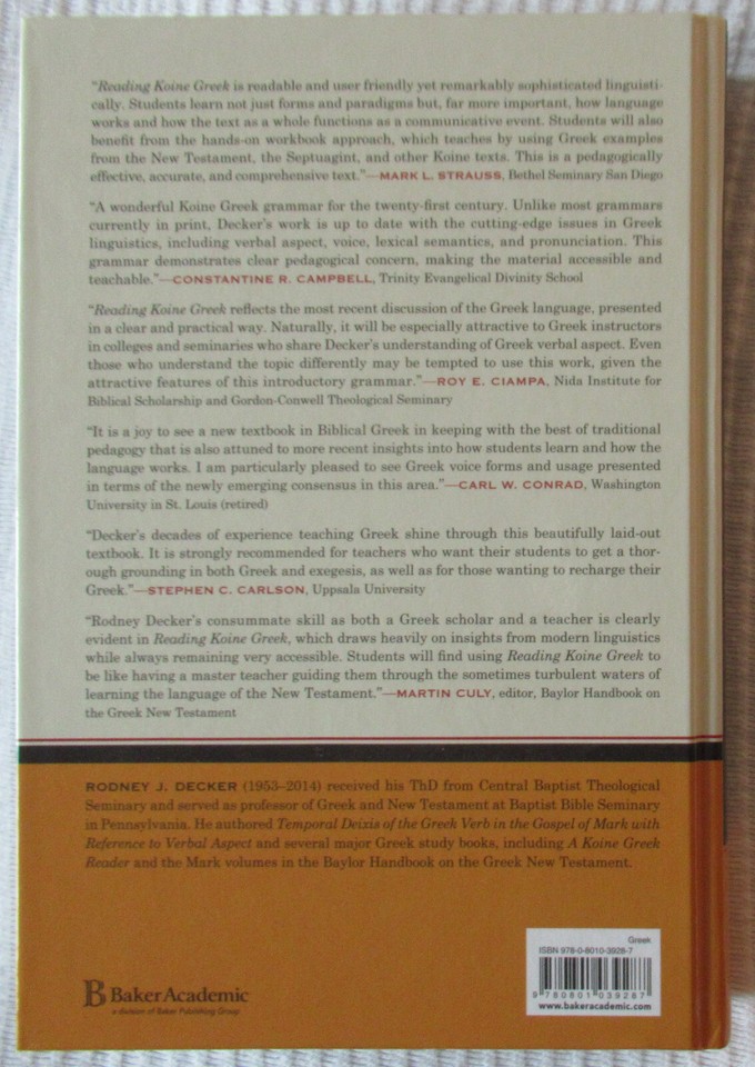 Reading Koine Greek by Rodney J. Decker (HC) Like New condition | eBay