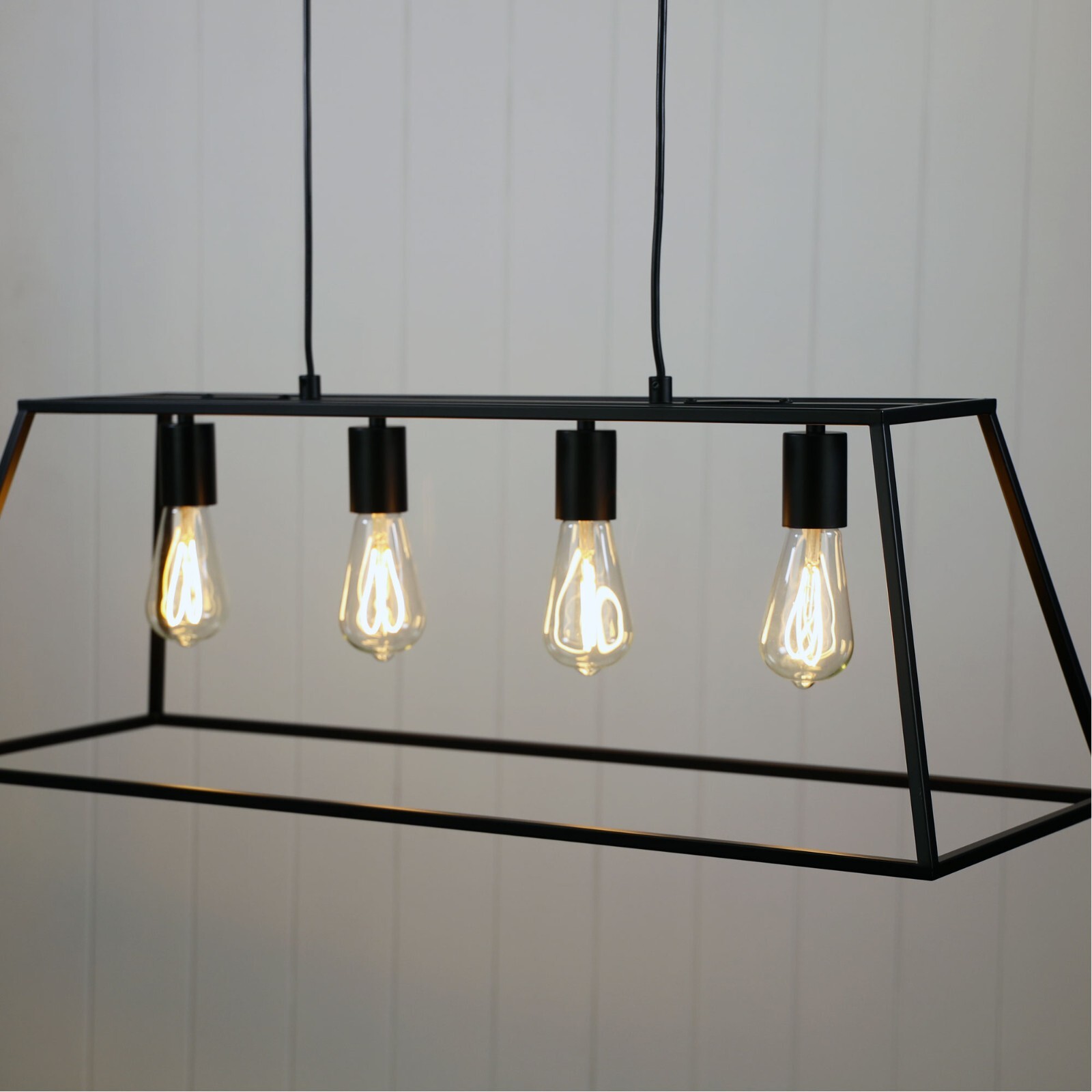 ORIEL WAINSCOTT BLACK FRAME 85cm 4 LIGHT CEILING PENDANT NO GLASS ...