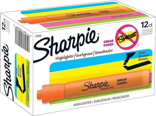 Sharpie Tank Style Highlighters Chisel Tip Fluorescent Orange Box of 12 ...