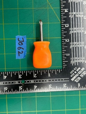 Vintage 3" Phillips Head Stubby Screwdriver Orange Hard Handle, Made In ...