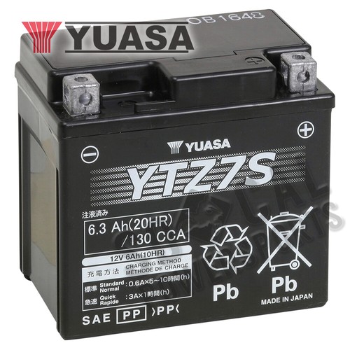 YUAM727ZS YUASA YTZ7S FACTORY ACTIVATED MAINTENANCE FREE 12 VOLT ...