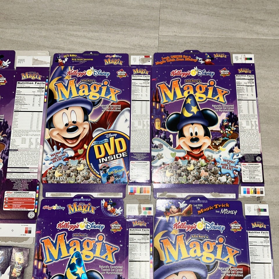 Mickey's Magix Kellogg's Disney Empty Cereal Box 2001 And Cookie Lot ...