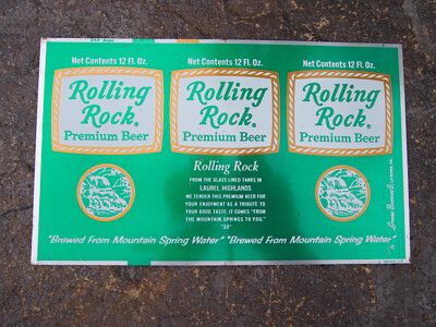 Vintage ROLLING ROCK BEER Green Metal Unrolled Flattened Can Latrobe Pa ...