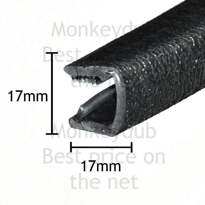 Jumbo Black Black Protective Edge Trim 17mm x 17mm Fits 6-12mm ...