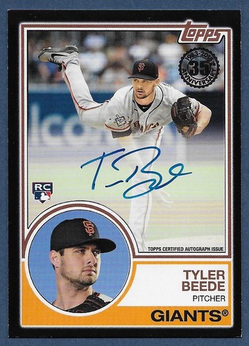 2018 Topps Update Tyler Beede 1983 Black Rookie RC Auto 91/99 SP #83A ...