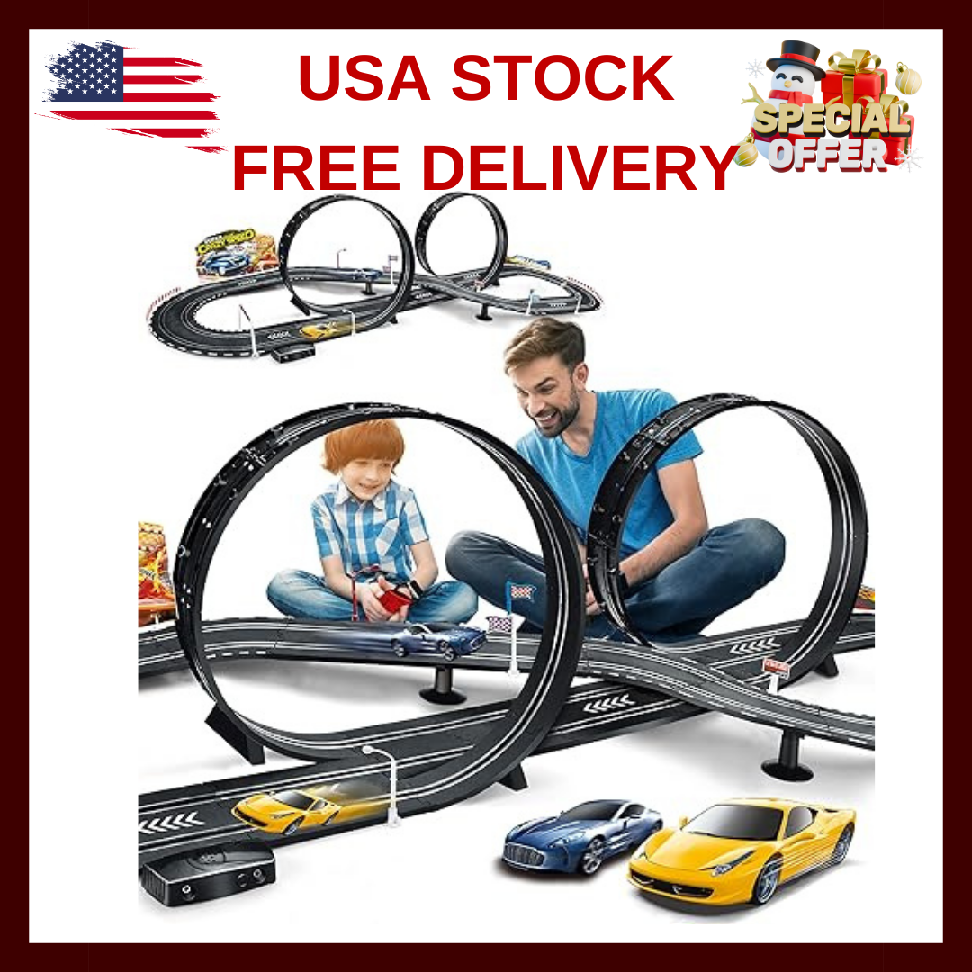 Slot Car Race Track Set Electric Powered Race Track Dual Racing Car ...