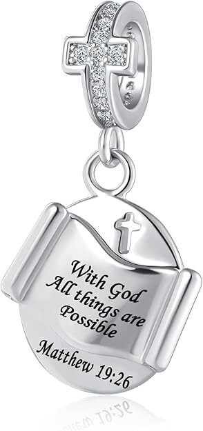 Pandora Cross Charm With God All Things Are Possible Bible Religious ...