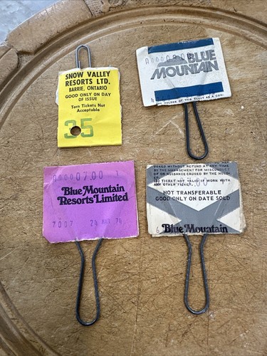 Lot 4 Vintage 1970s Ski Lift Ticket Passes Canada Blue Mountain Snow ...