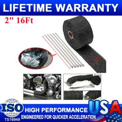 2" 16Ft EXHAUST HEADER TURBO Downpipe MANIFOLD PIPE HEAT SHIELD WRAP ...