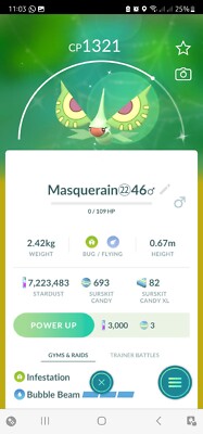 Shiny Masquerain ( Surskit Evolution ) Pokemon Tr@de Go | eBay