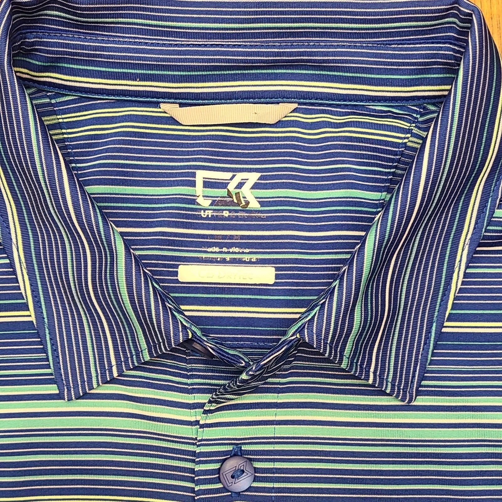 Cutter and Buck Polo Mickey Mouse Golf Logo Blue Stri… - Gem