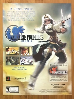 Valkyrie Profile II 2 PS2 Playstation 2 2002 Vintage Poster Ad Art RPG ...