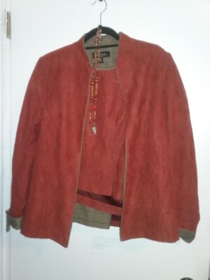 Perceptions New York Women's 3 Piece Pant Suit Set Orange & Tan/Sz14 | eBay