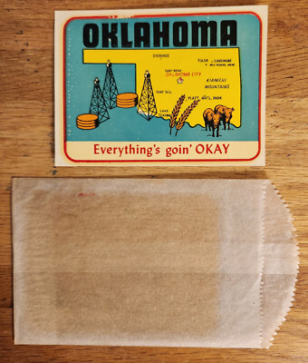VINTAGE OKLAHOMA GOIN OKAY SOUVENIR TRAVEL DECAL ORIGINAL | eBay