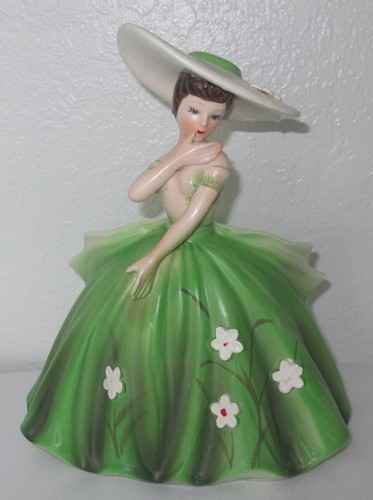 Vintage Southern Belle Lady Planter Relpo Japan 1962 Green Dress White ...