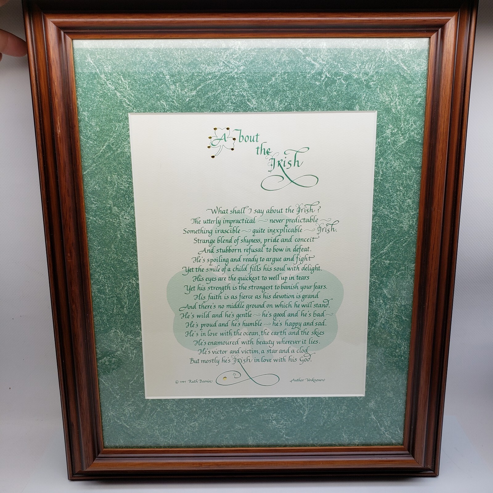 1997 "About The Irish" Framed Art Poem Unknown Author | eBay